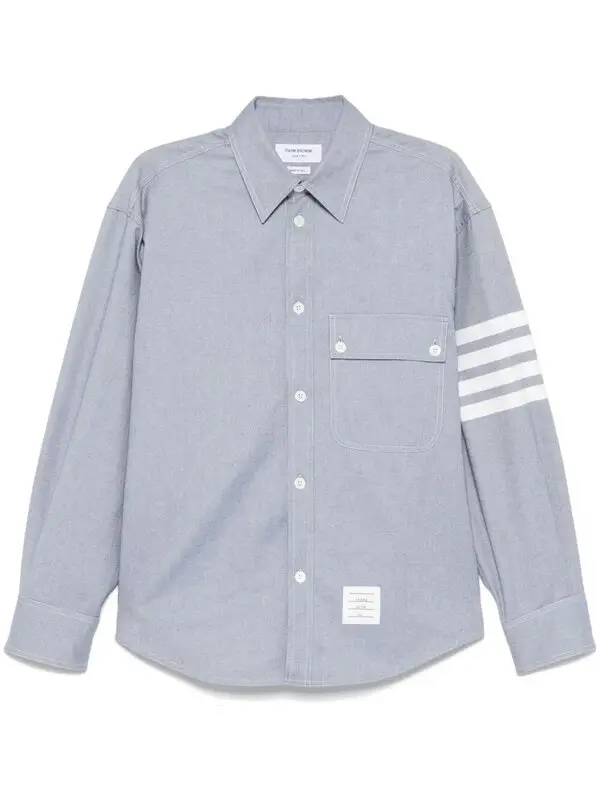 Thom Browne 4-bar Flannel Shirt - Blue