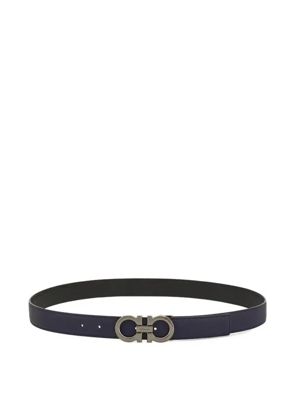 FERRAGAMO Reversible Gancini Nappa Leather Belt - Blue