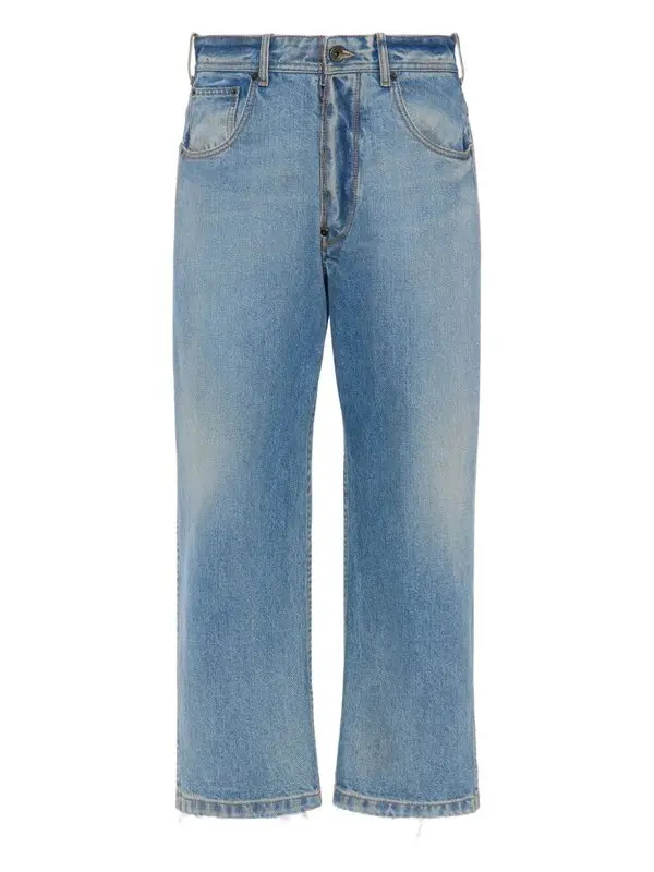 MAISON MARGIELA Washed Denim Straight Leg Cropped Jeans - Blue