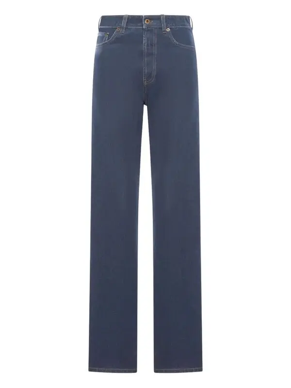 Miu Miu Velvet-effect Jeans With Embroidered Logo - Blue