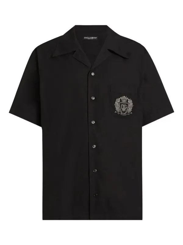Dolce & Gabbana Hawaiian Short Sleeve Shirt In Cotton - Black