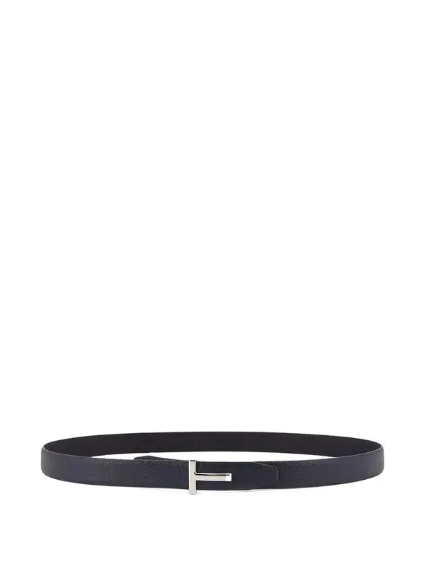 TOM FORD Hammered Leather Belt With T Buckle - Blue
