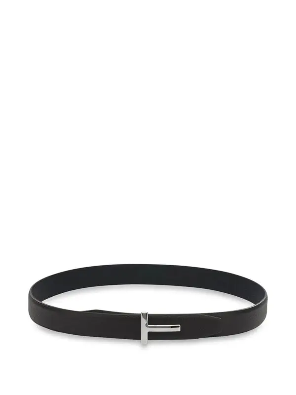 TOM FORD Hammered Leather Belt With T Buckle - Brown