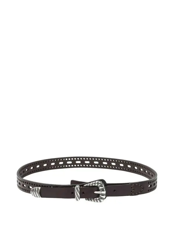 Etro Leather Perforated Belt - Brown