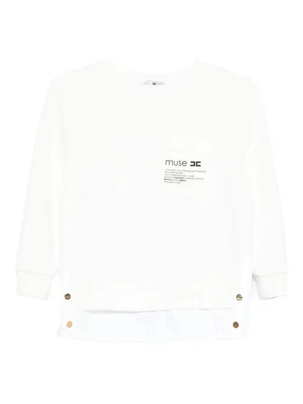 Elisabetta Franchi Sweatshirt With Poplin Hem - White