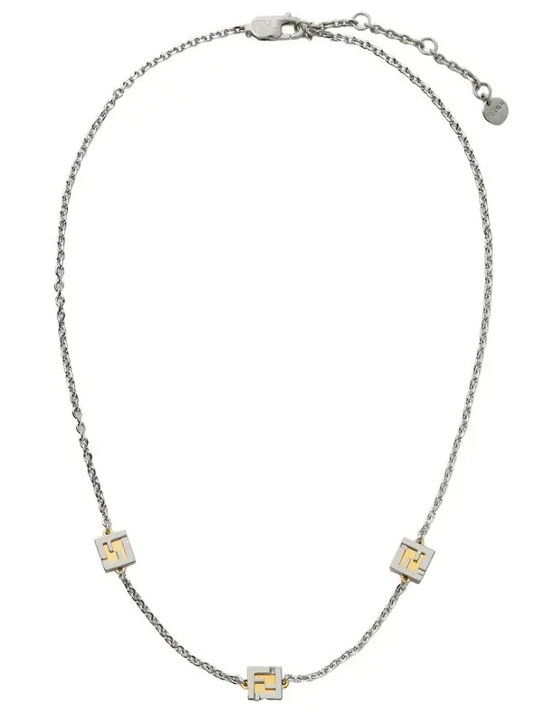 Fendi Ff Cube Necklace - Metallic