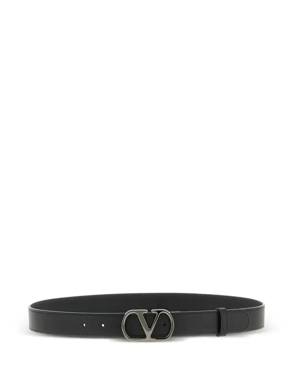Valentino Garavani Vlogo Signature Leather Belt - Black
