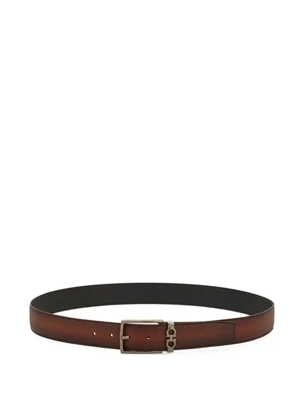 FERRAGAMO Double Square Belt - Brown