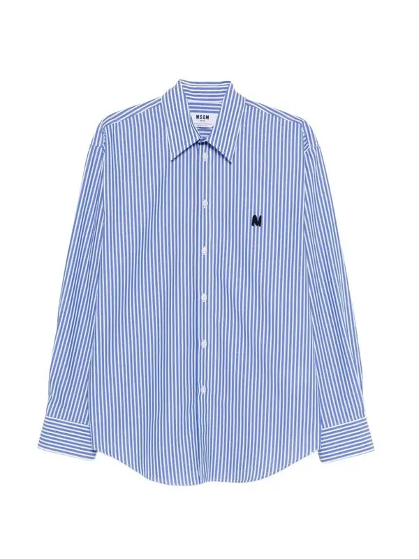 MSGM Striped Shirt With Embroidered Logo