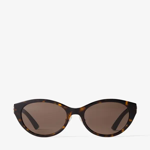 JIMMY CHOO Acetate Oval Sunglasses - Havana