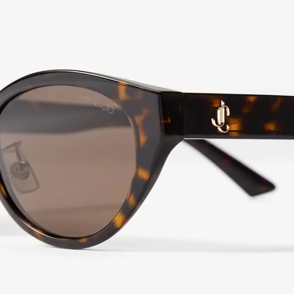 JIMMY CHOO Acetate Oval Sunglasses - Havana