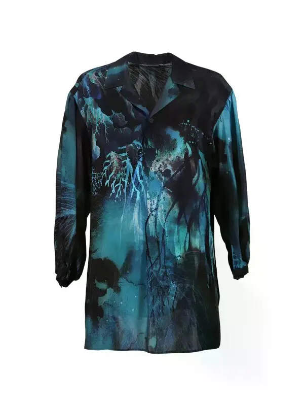 Yohji Yamamoto Printed Collared Shirt - Blue