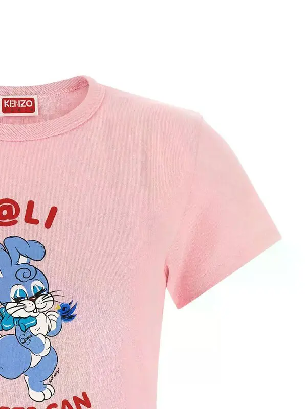 Kenzo Cartoon-print Ribbed T-shirt - Pink