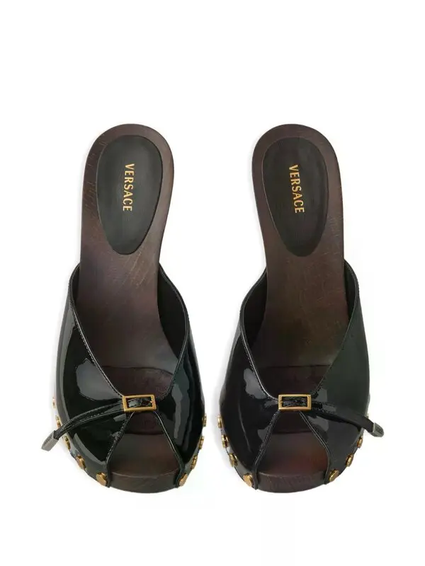 Versace Sassi Patent Clogs 105 Mm - Black
