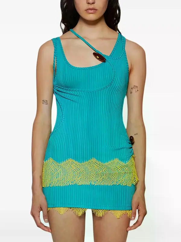 Christopher Esber Lace-trim Ribbed Mini Dress