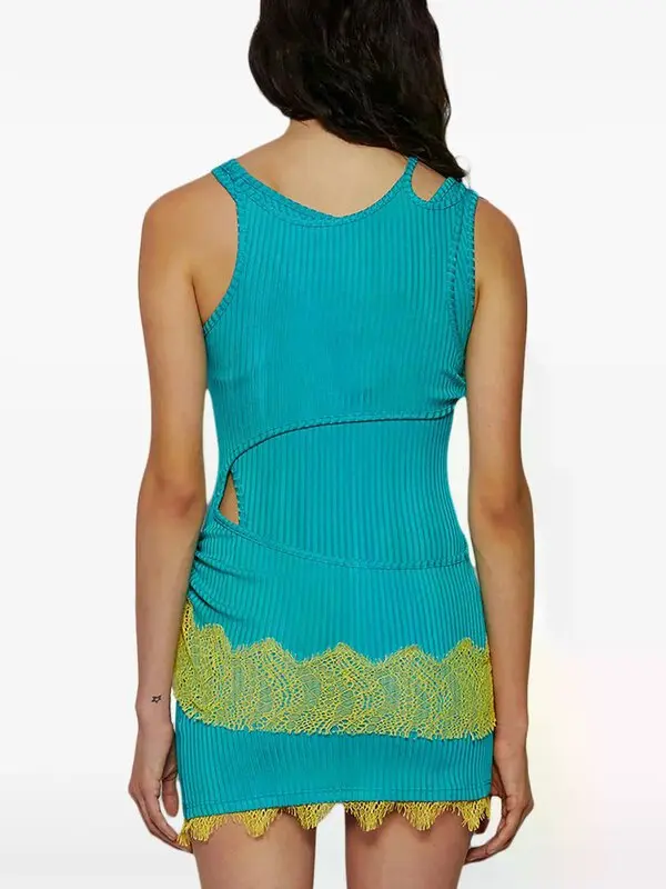 Christopher Esber Lace-trim Ribbed Mini Dress