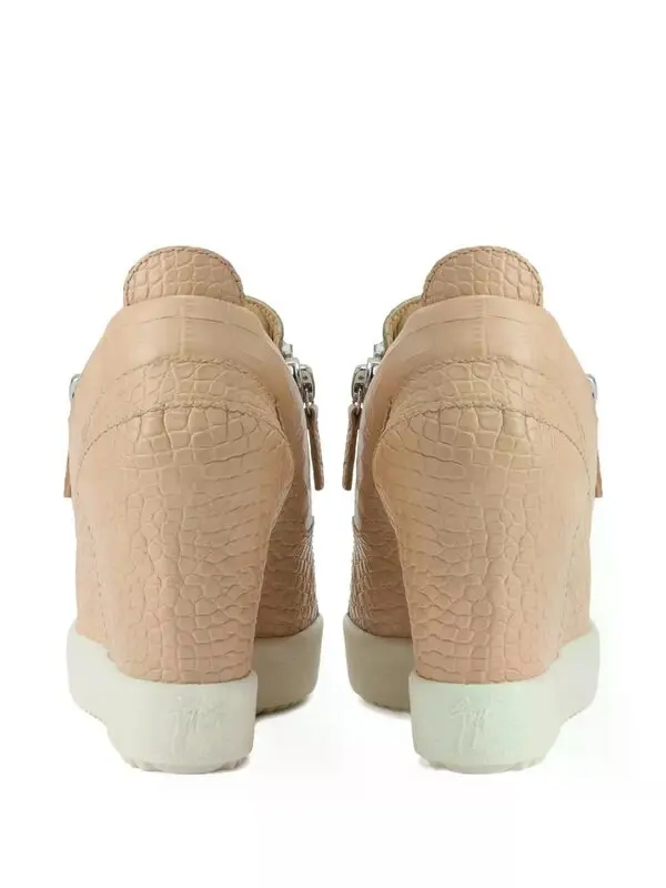 GIUSEPPE ZANOTTI Addy Crocodile-effect Wedge Sneakers - Neutrals