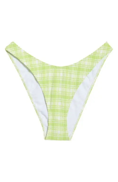 PACSUN Plaid High Cut Bikini Bottoms - Green/white