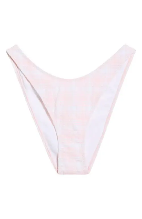 PACSUN Eden Plaid High Cut Bikini Bottom - Pink/white
