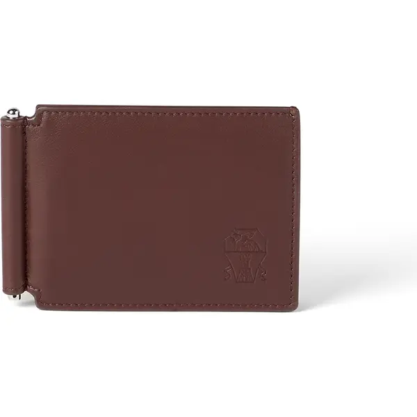 Brunello Cucinelli Calfskin Money Clip Wallet - Brown