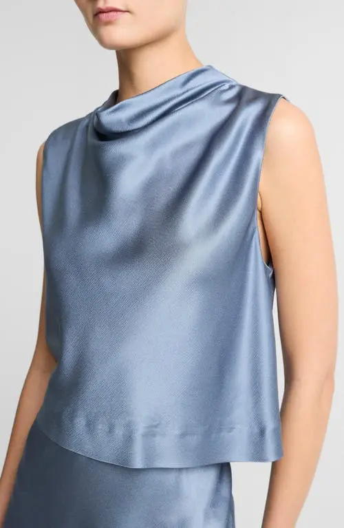Vince Cowl Neck Sleeveless Satin Top - Azul