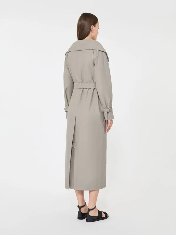 Max Mara Long Water-repellent Cotton Twill Trench Coat