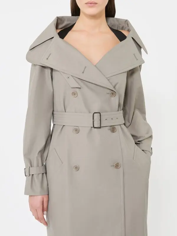 Max Mara Long Water-repellent Cotton Twill Trench Coat