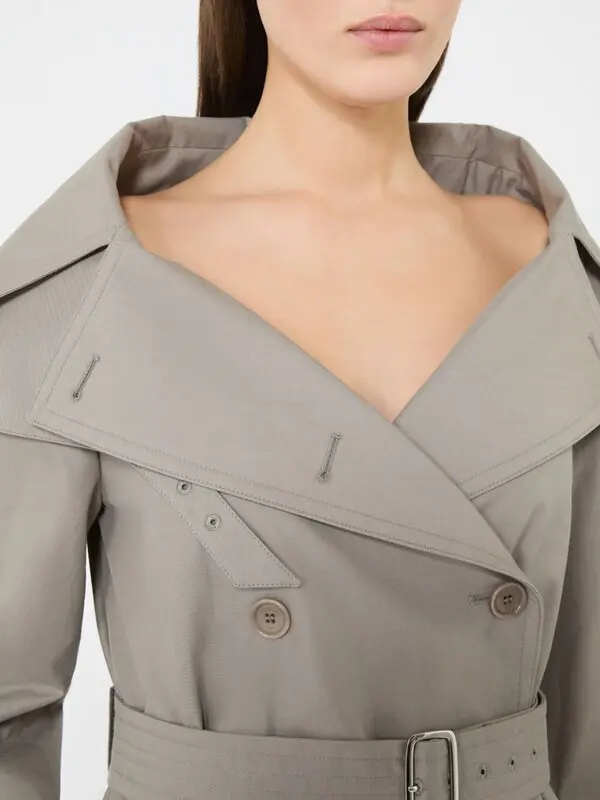 Max Mara Long Water-repellent Cotton Twill Trench Coat