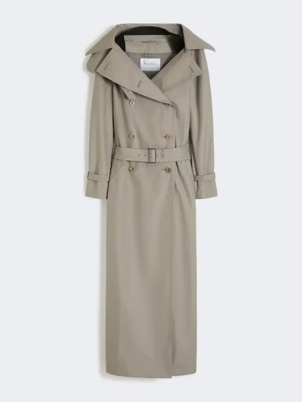 Max Mara Long Water-repellent Cotton Twill Trench Coat