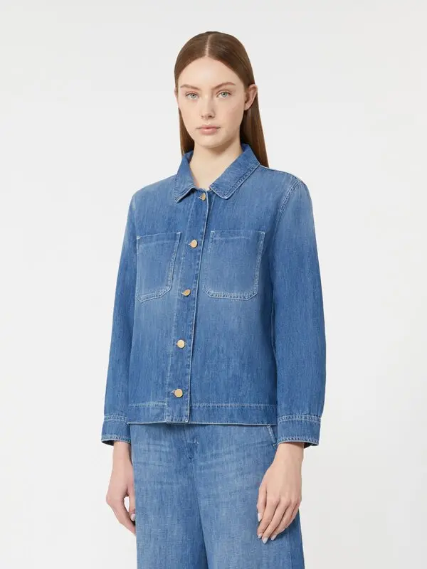 Max Mara Cotton And Linen Denim Jacket - Navy