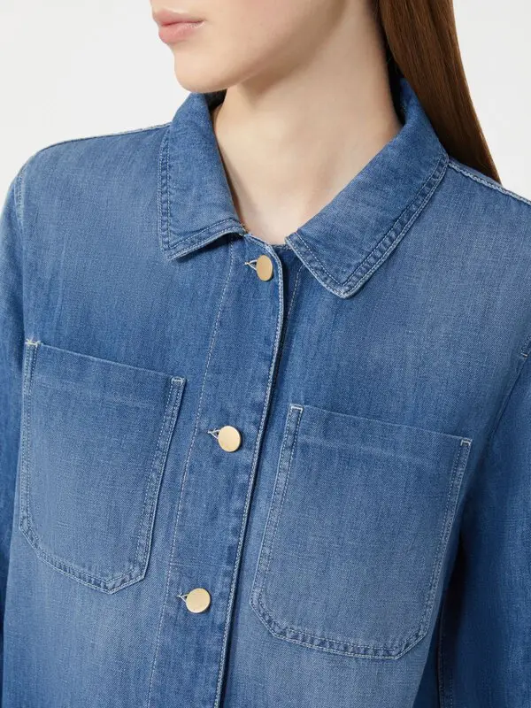 Max Mara Cotton And Linen Denim Jacket - Navy