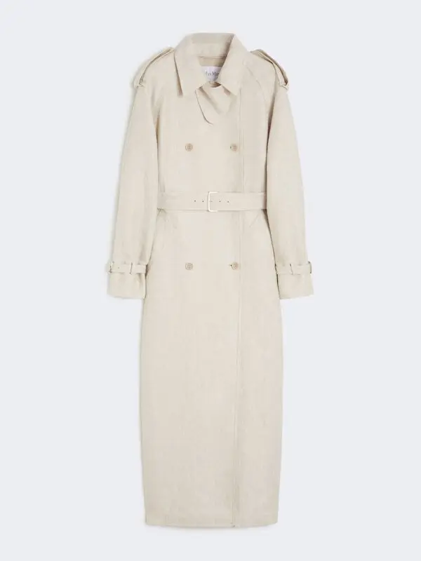 Max Mara Pure Linen Drill Double-breasted Duster Coat - Sand