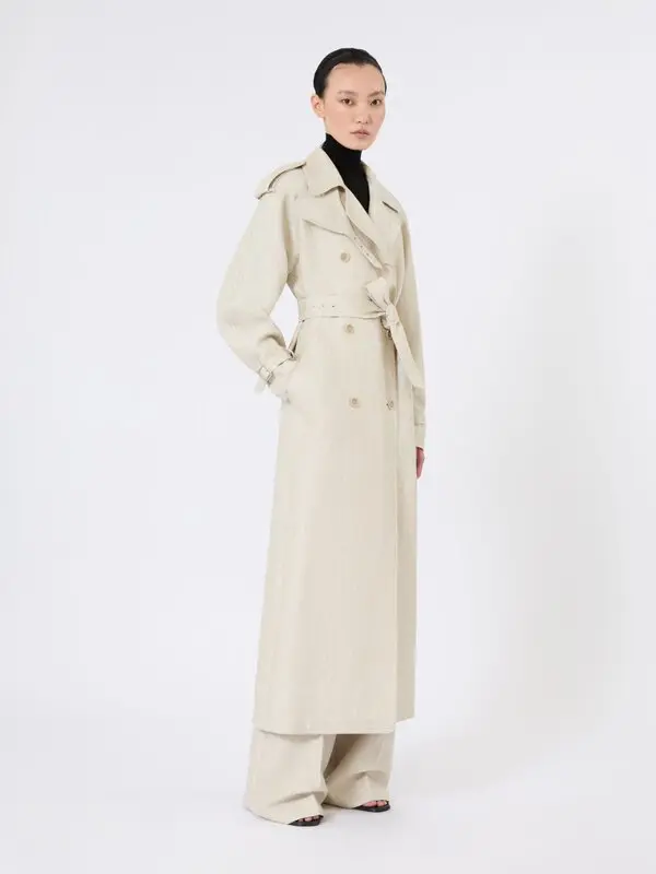 Max Mara Pure Linen Drill Duster Coat - Sand