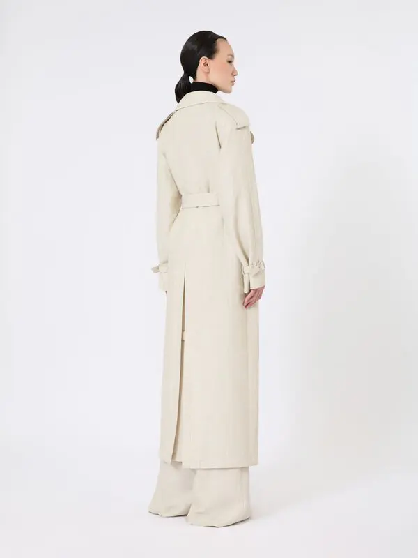 Max Mara Pure Linen Drill Duster Coat - Sand