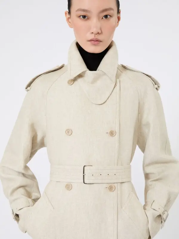 Max Mara Pure Linen Drill Duster Coat - Sand