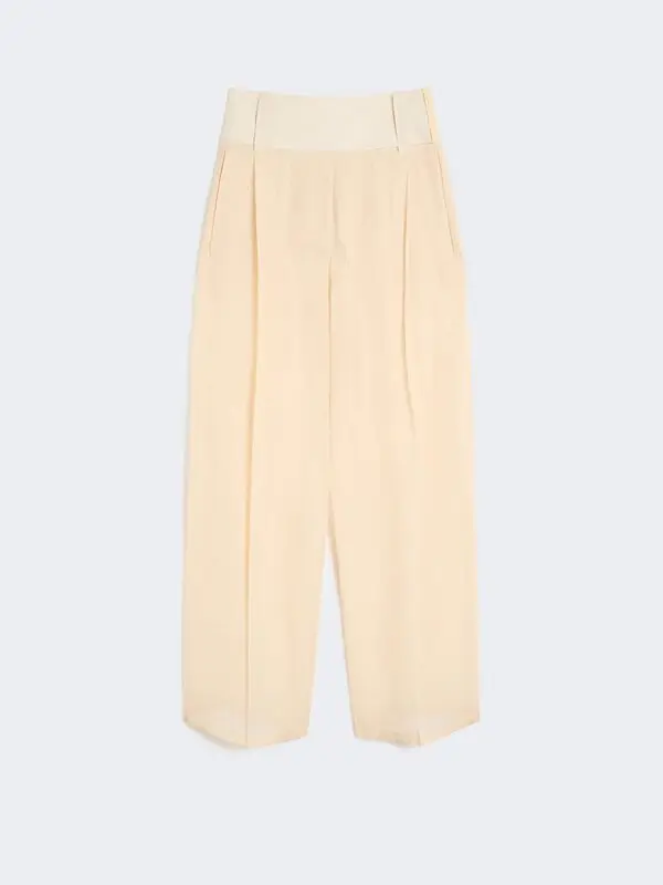 Max Mara Wide-leg Cotton Voile Trousers - Ecru