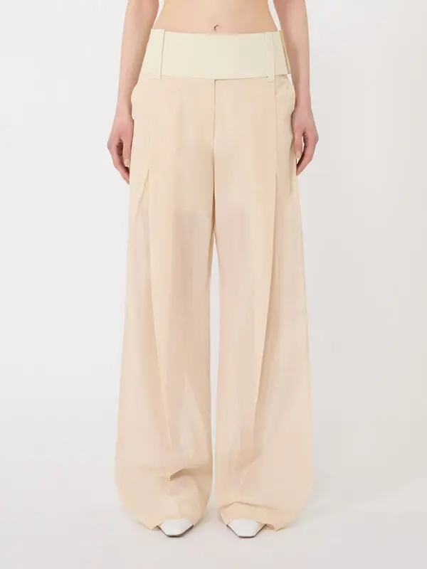 Max Mara Wide-leg Cotton Voile Trousers - Ecru