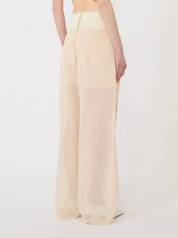 Max Mara Wide-leg Cotton Voile Trousers - Ecru