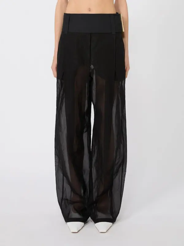 Max Mara Wide-fit Trousers In Cotton Voile - Black