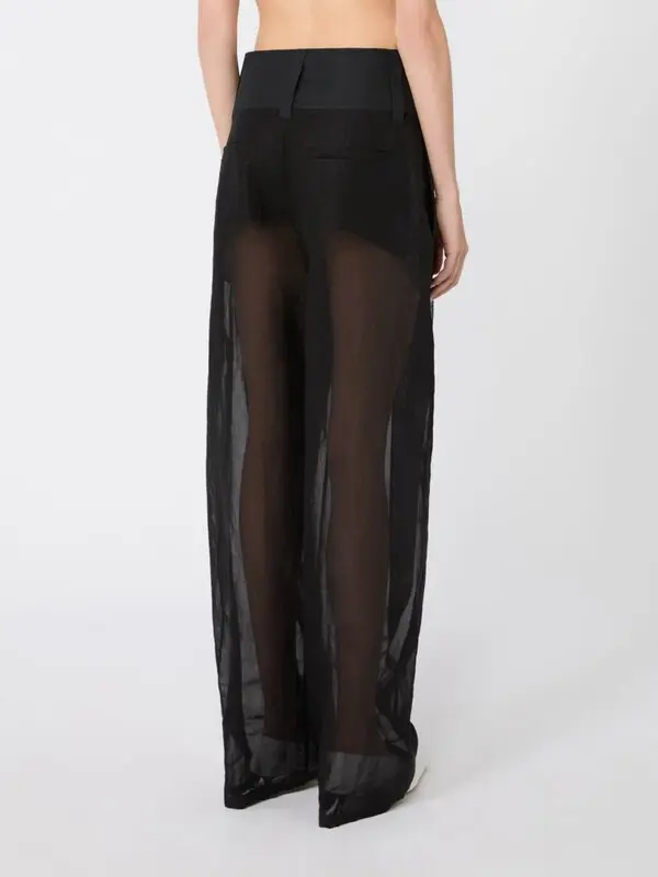 Max Mara Wide-fit Trousers In Cotton Voile - Black