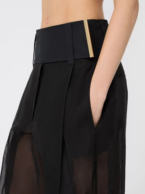 Max Mara Wide-fit Trousers In Cotton Voile - Black