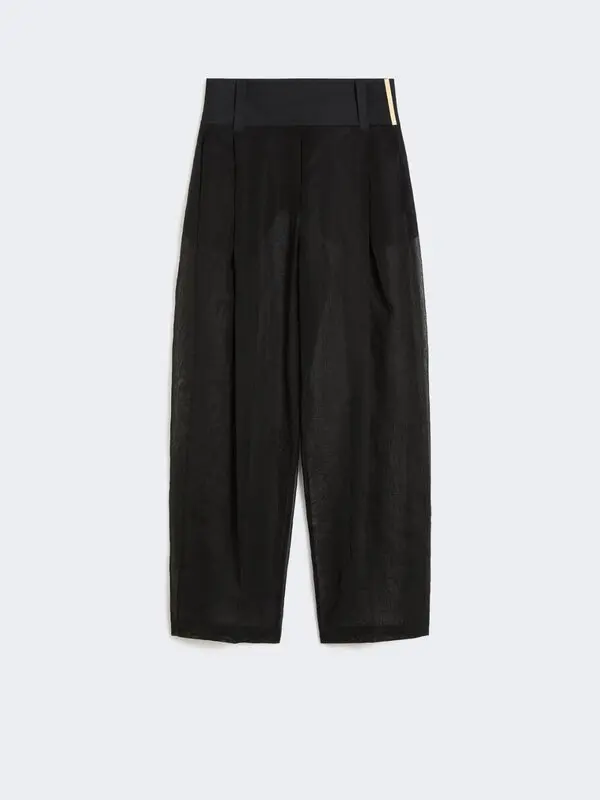 Max Mara Wide-fit Trousers In Cotton Voile - Black