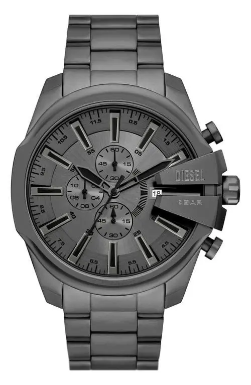 DIESEL® Mega Chief Gunmetal Chronograph Bracelet Watch - Gray