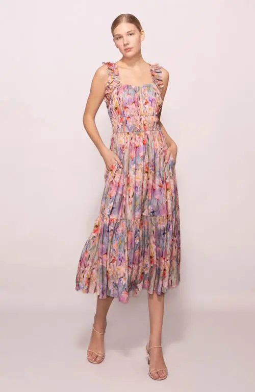 MELLODAY Floral Ruched Tiered Dress