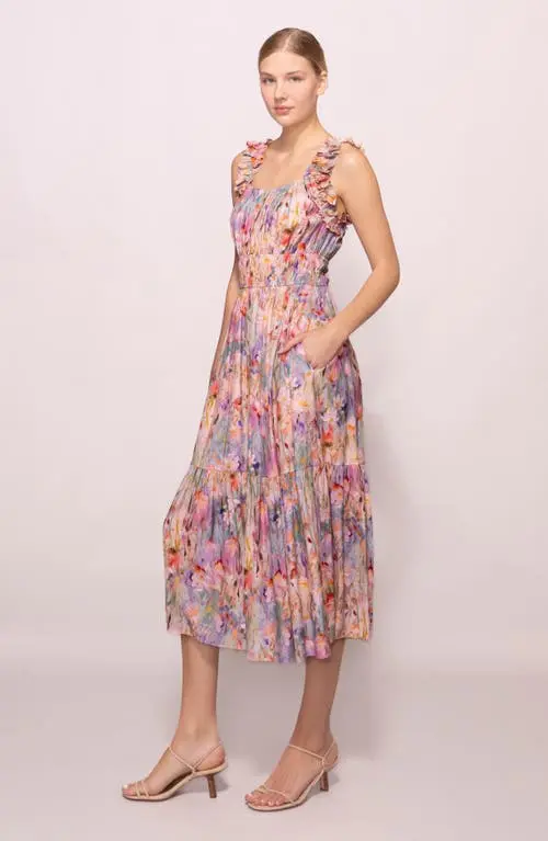 MELLODAY Floral Ruched Tiered Dress