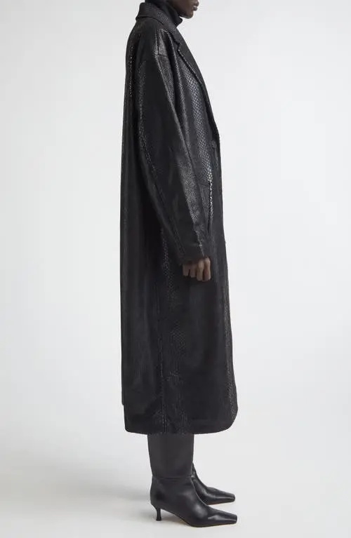 STAND STUDIO Oceana Reptile Embossed Faux Leather Overcoat