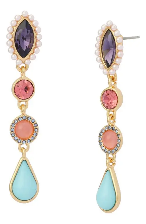Kurt Geiger Faux Pearl And Crystal Drop Earrings - Gold/multi