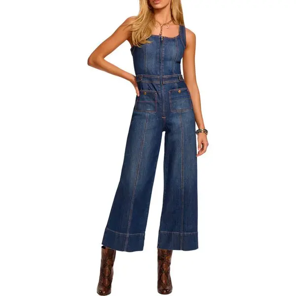 Ramy Brook Janet Cotton-blend Denim Jumpsuit - Medium Wash