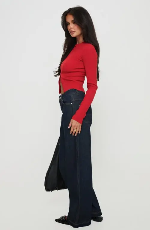 Princess Polly Suzu Ribbed Cropped Cardigan