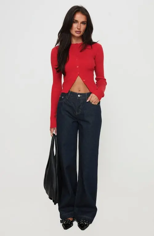 Princess Polly Suzu Ribbed Cropped Cardigan